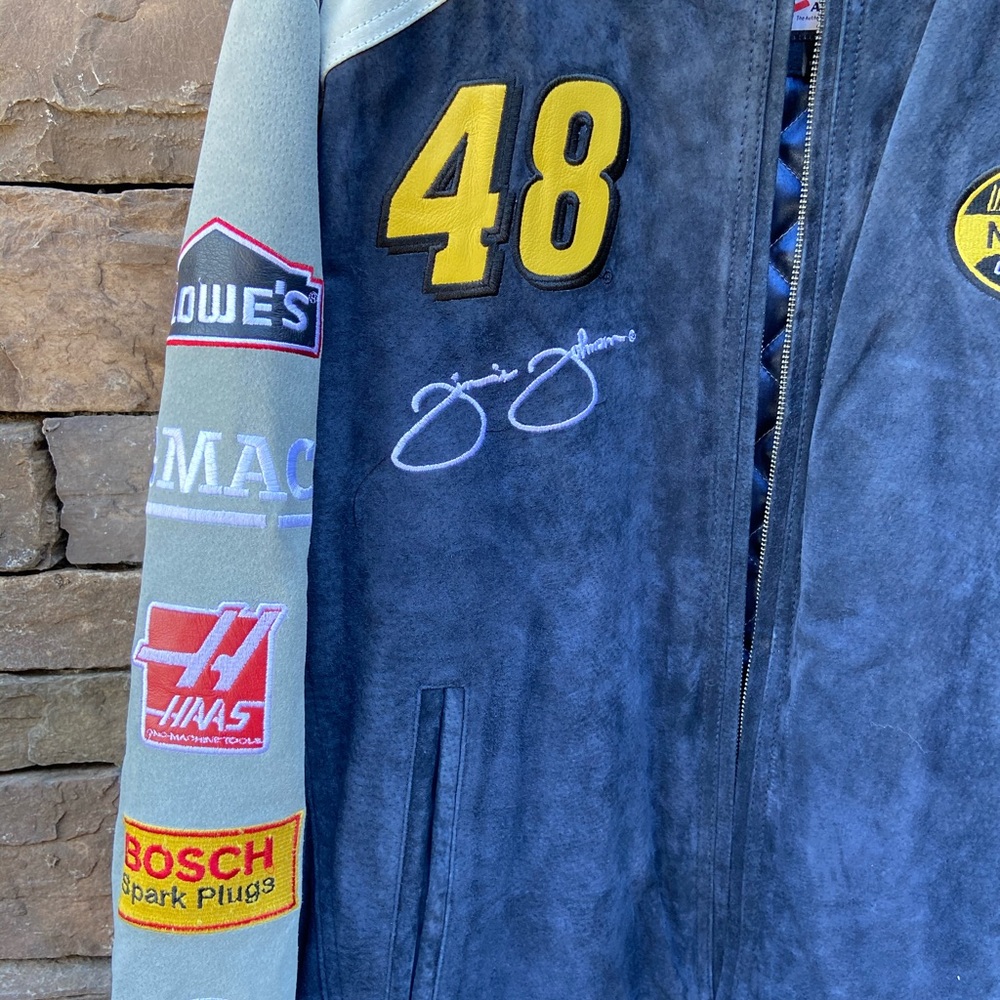 Mens Leather Nascar Jimmy Johnson #48 Jacket - Gem